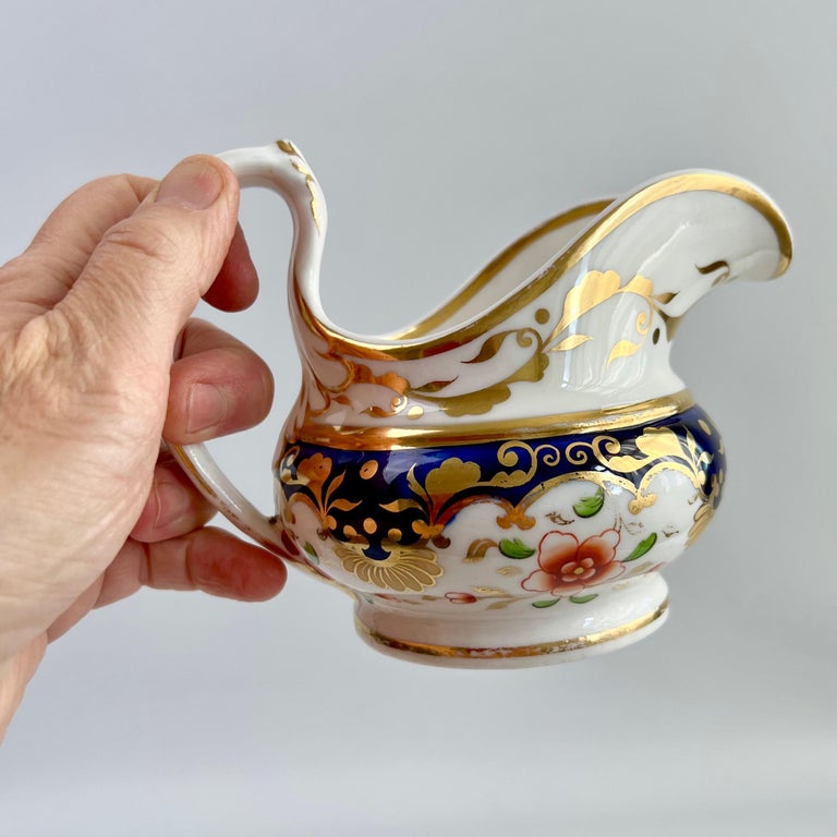 Ridgway Milk Jug Creamer, Cobalt Blue with Orange Flowers, Regency, ca ...