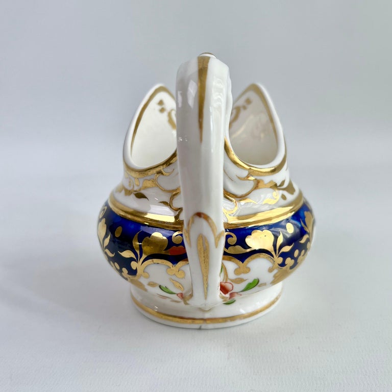 Ridgway Milk Jug Creamer, Cobalt Blue with Orange Flowers, Regency, ca ...