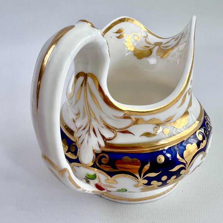 Ridgway Milk Jug Creamer, Cobalt Blue with Orange Flowers, Regency, ca ...