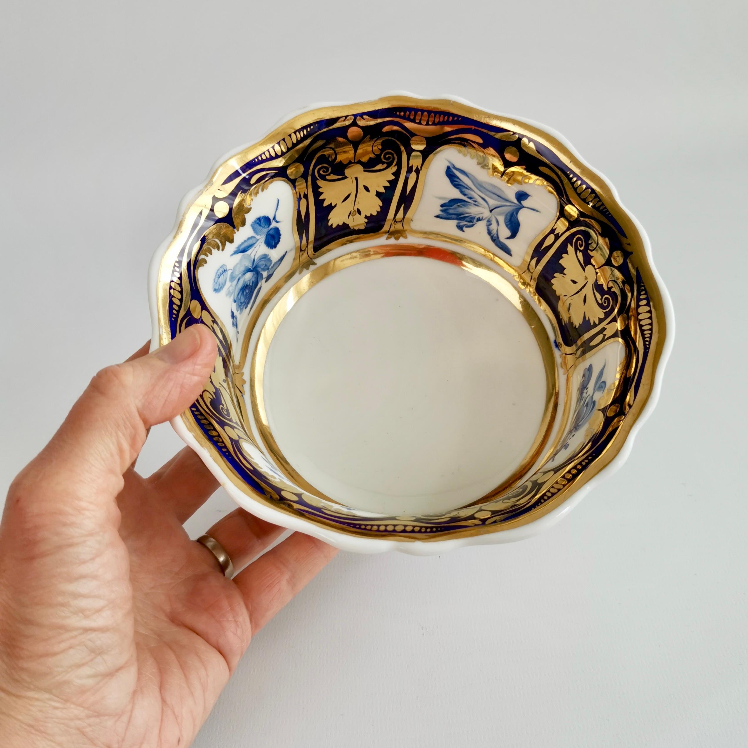 Ridgway Porcelain Slop Bowl, Blue and Gilt Flowers, Regency ca 1825 For ...