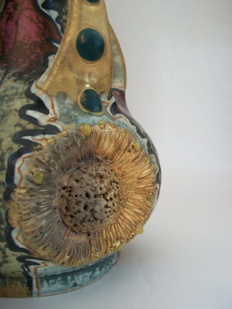 Riessner, Stellmacher and Kessel, Art Nouveau Sunflower Vase, Austria ...