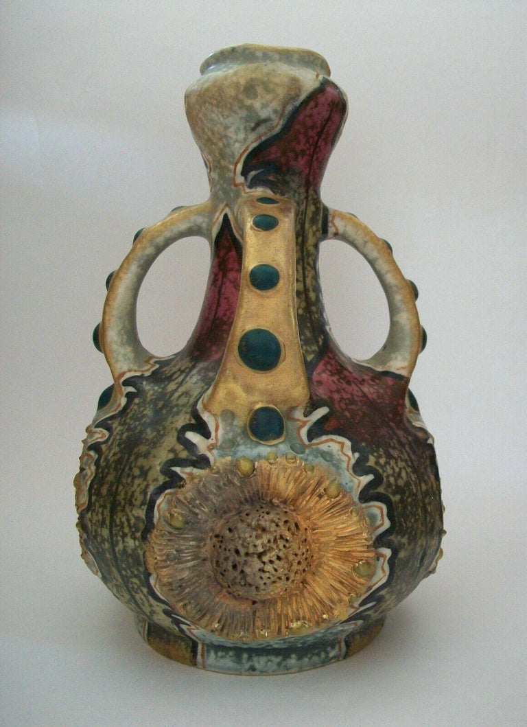 Riessner, Stellmacher and Kessel, Art Nouveau Sunflower Vase, Austria ...