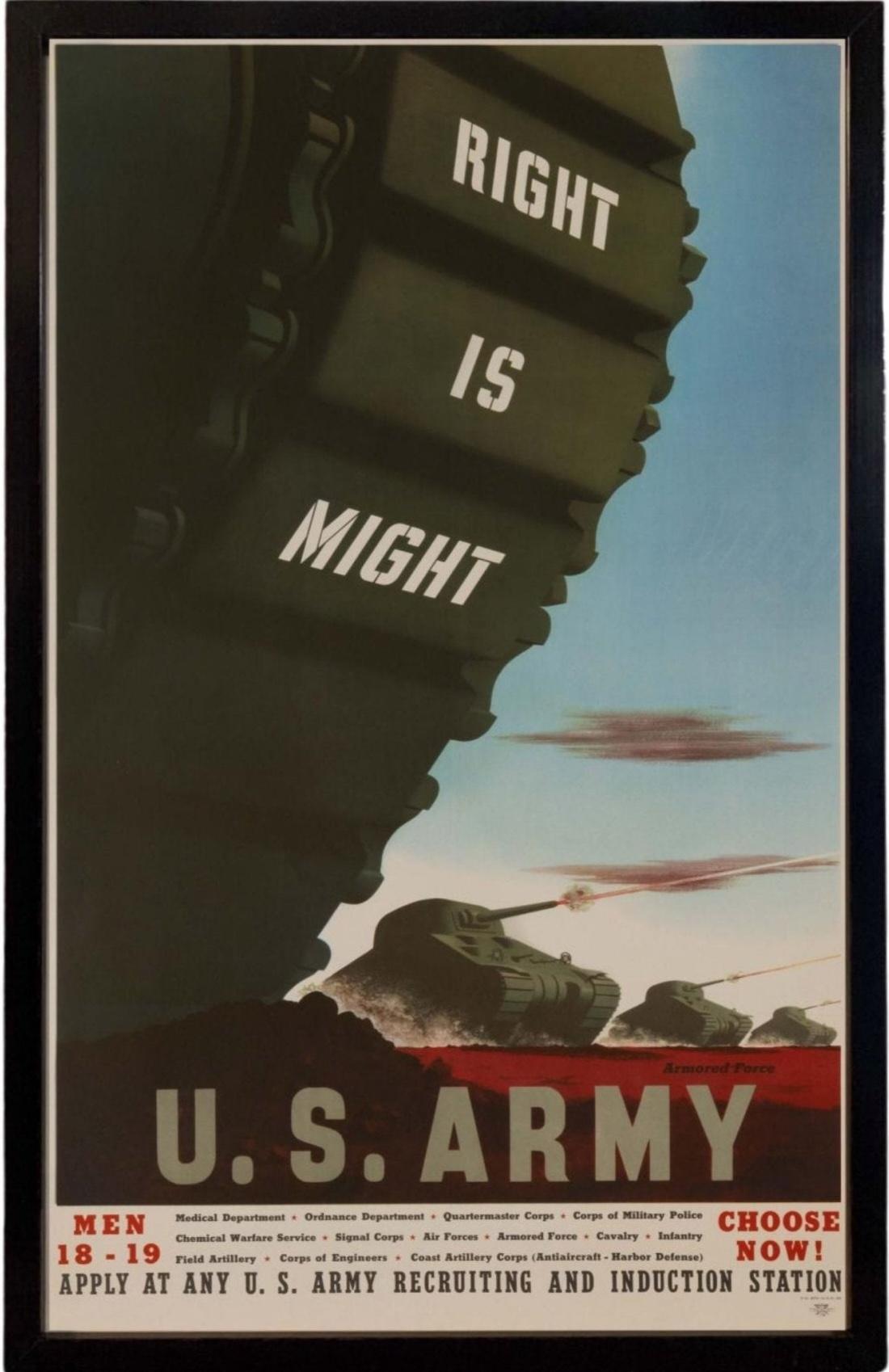 "Right is Might" Vintage WWII U.S. Army Recruitment Poster by Stuart ...