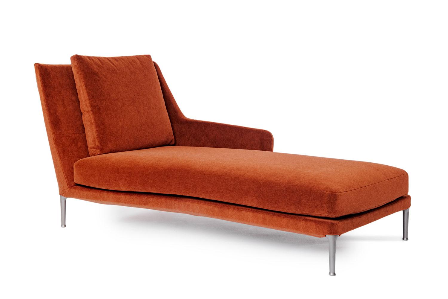 Right Rust Colored Fabric Upholstered Chaise Lounge, B&B Italia For ...