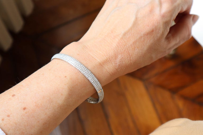 Rigid Opening Bracelet in 18 Karat White Gold and 8 Carat Diamonds For ...