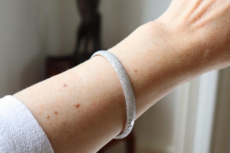 Rigid Opening Bracelet in 18 Karat White Gold and 8 Carat Diamonds For ...