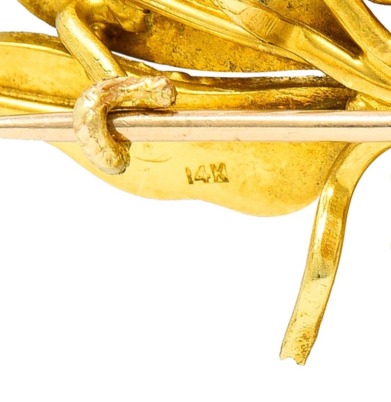 Riker Bros. Art Nouveau Ruby Garnet Pearl Basse-Taille 14 Karat ...