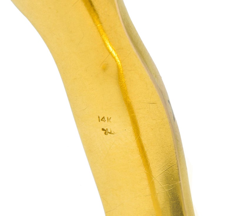 Riker Brothers Art Nouveau 14 Karat Gold Iris Flower Bangle Bracelet at ...