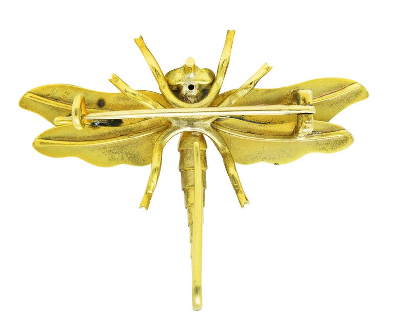 Riker Brothers Art Nouveau Ruby Diamond Guilloche Enamel 14 Karat Gold ...