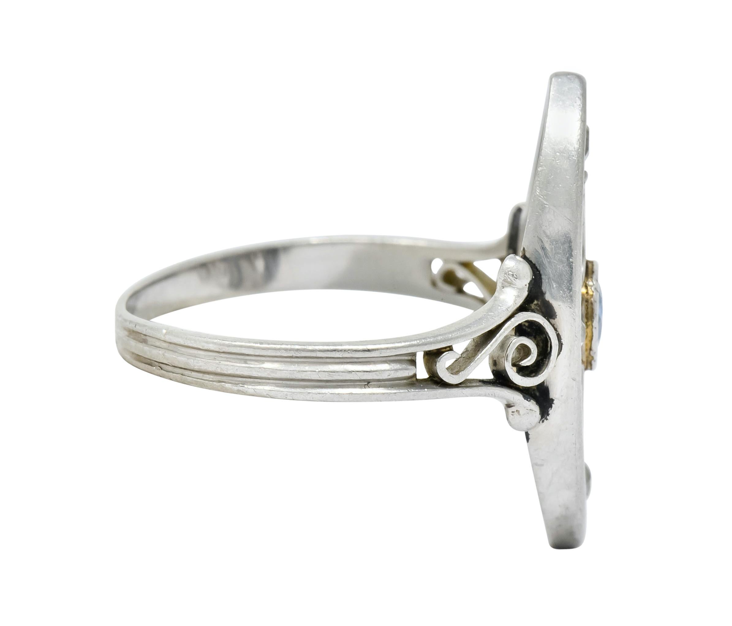 Riker Brothers Edwardian Sapphire Platinum Dinner Ring, circa 1910 For ...