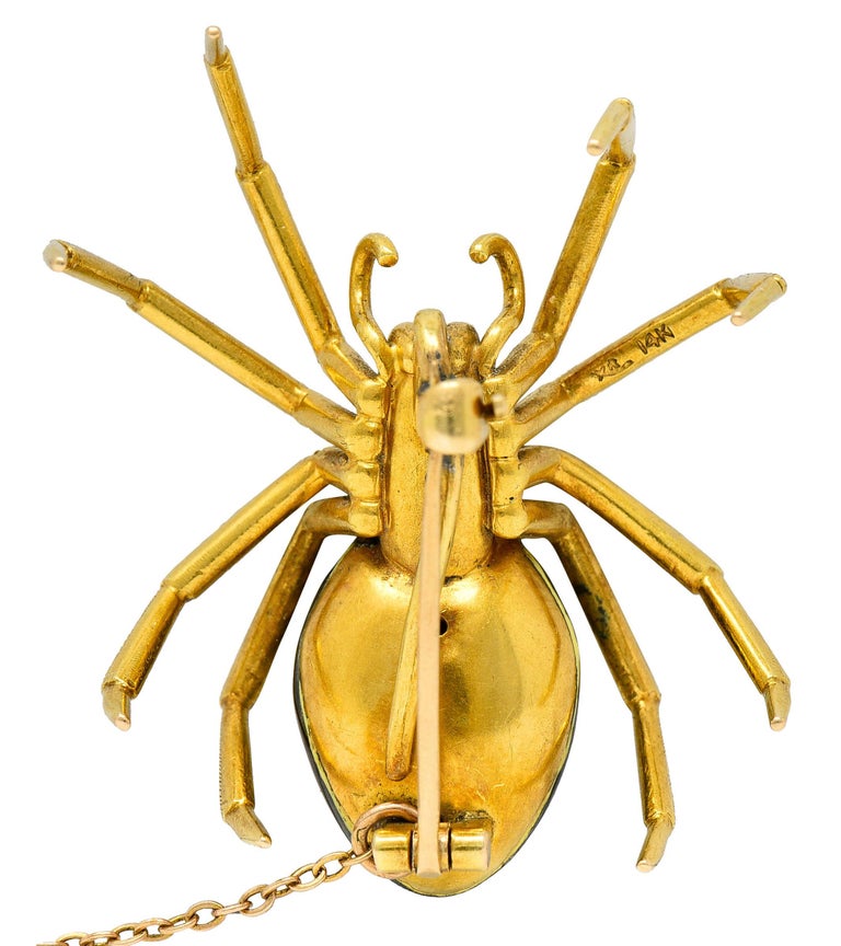 Riker Brothers Enamel Diamond Ruby 14 Karat Gold Spider Art Nouveau ...