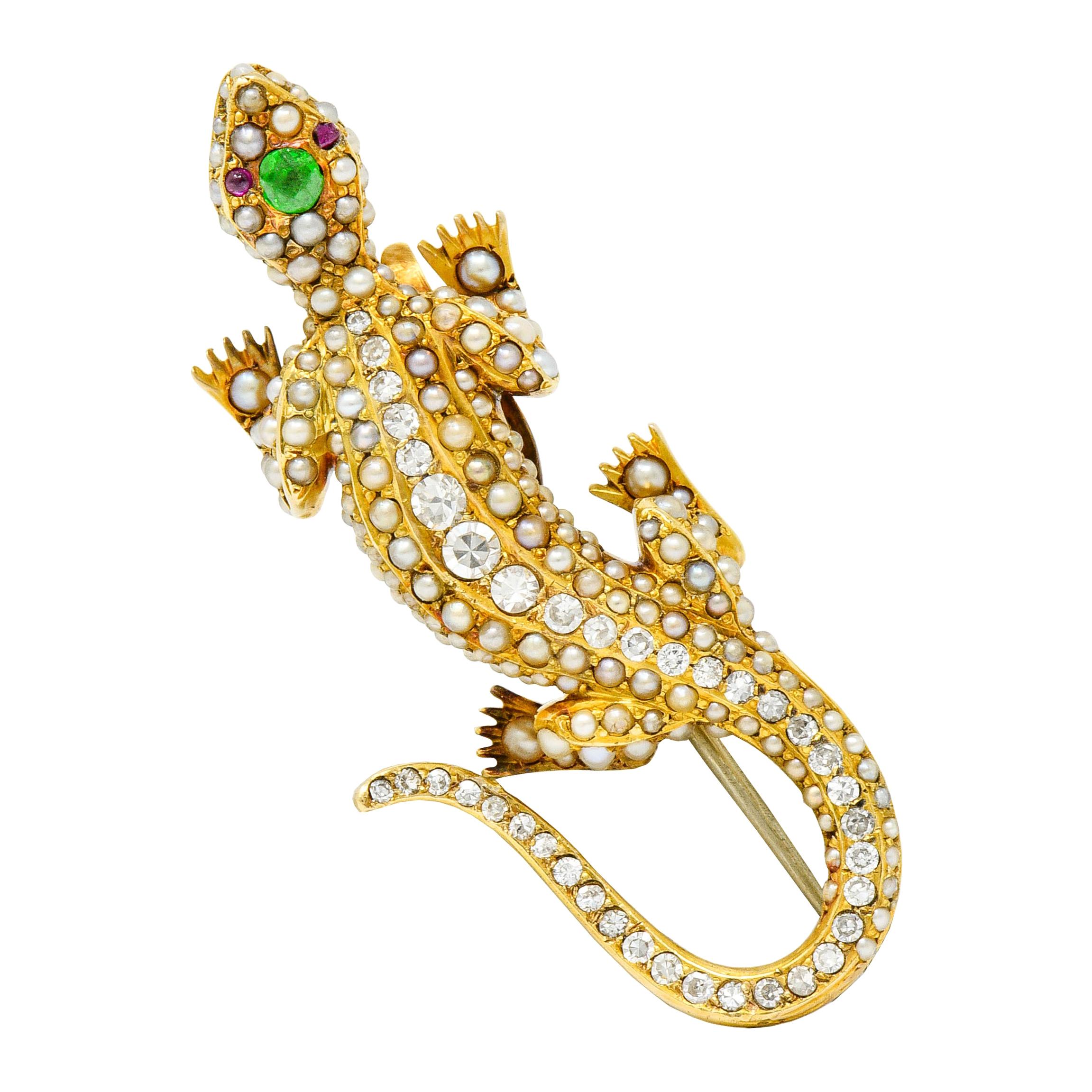 Riker Brothers Enamel Diamond Ruby 14 Karat Gold Spider Art Nouveau ...