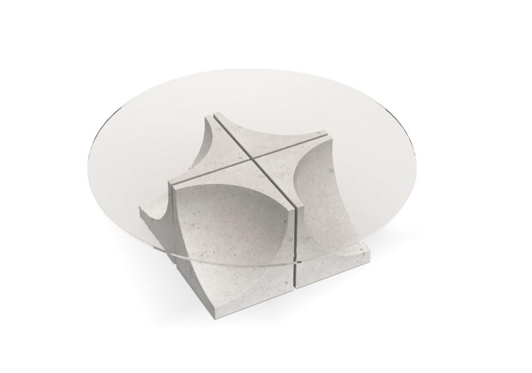 Contemporary Modern Edge Center Table in Marble and Glass by Collector ...