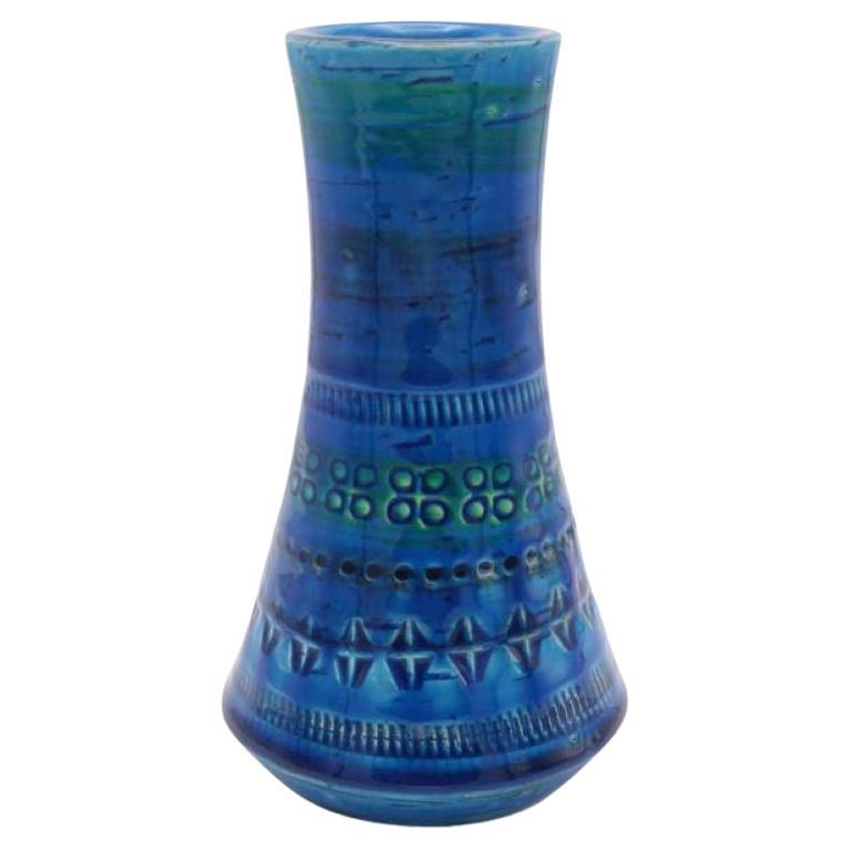 Rimini blue glazed ceramic vase manufactured by Bitossi. For Sale at ...