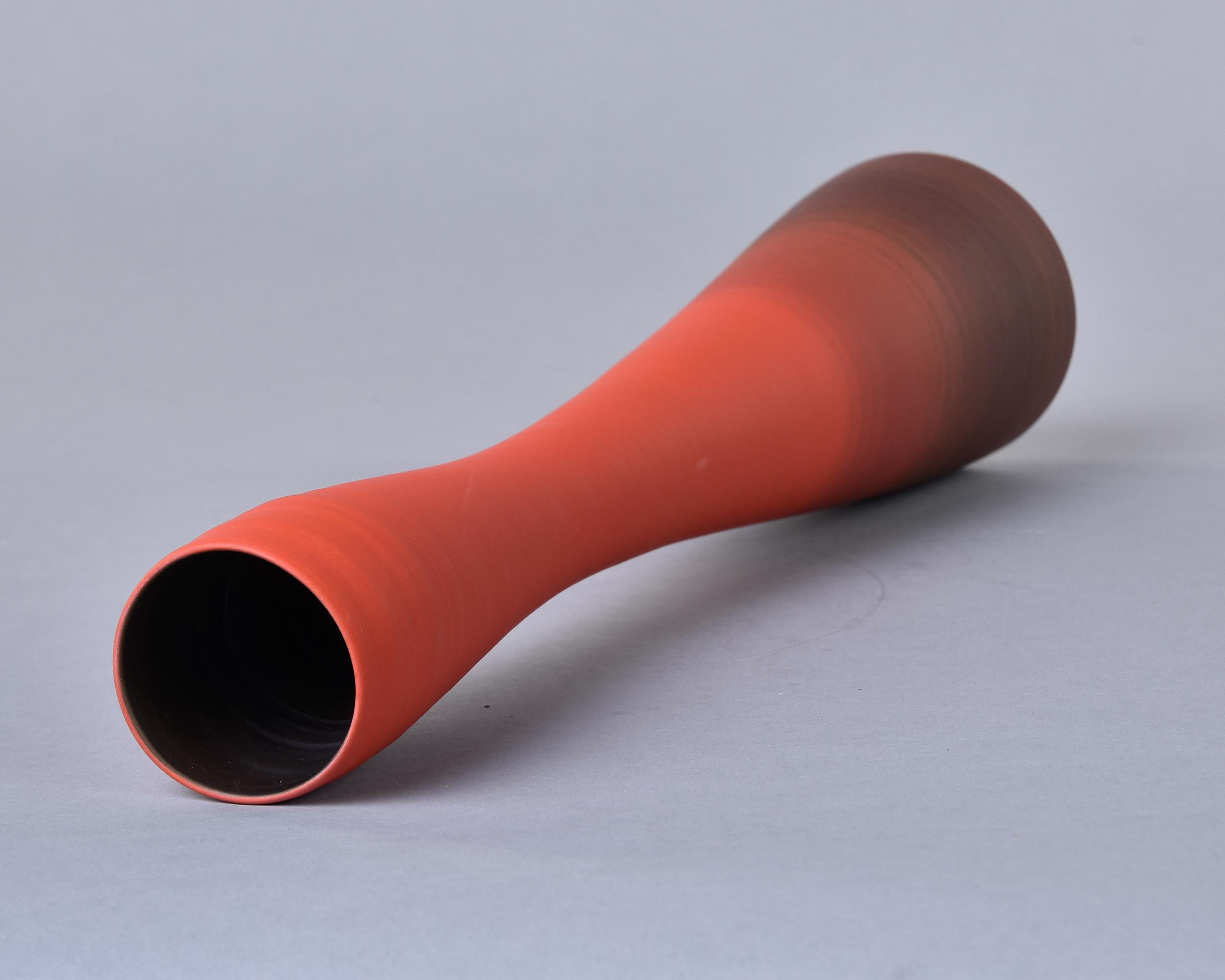 Rina Menardi Tall Flute Vase in Poppy Glaze For Sale at 1stDibs