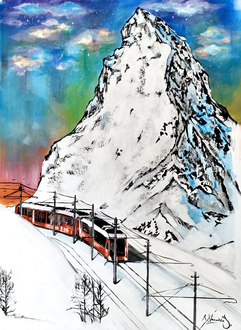 Rinalds Vanadzins - Train, Painting, Acrylic on Canvas For Sale at 1stDibs