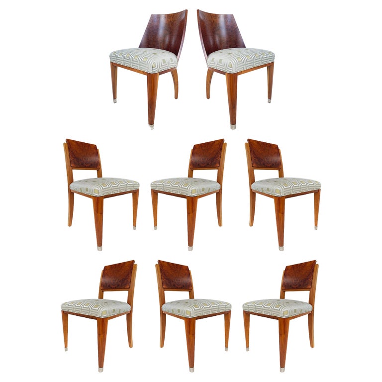 Rinck Paris French Art Deco Burlwood Dining Chairs, Set of 8 Circa 1930 ...