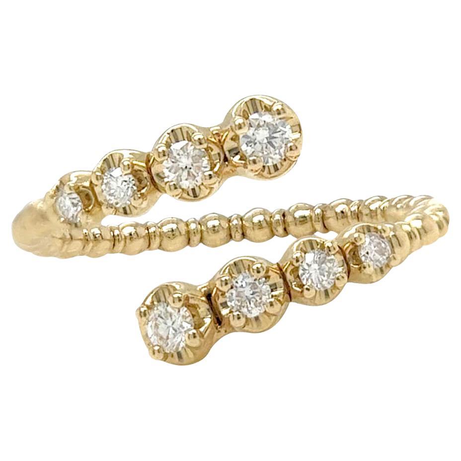 Ring 14kt White Gold Beaded Open Ring and Diamonds For Sale at 1stDibs