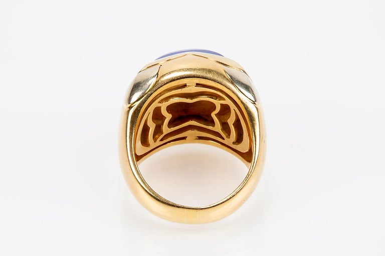 Ring by Bulgari in 18 Karat Gold set with Lapis Lazuli, Italian circa ...