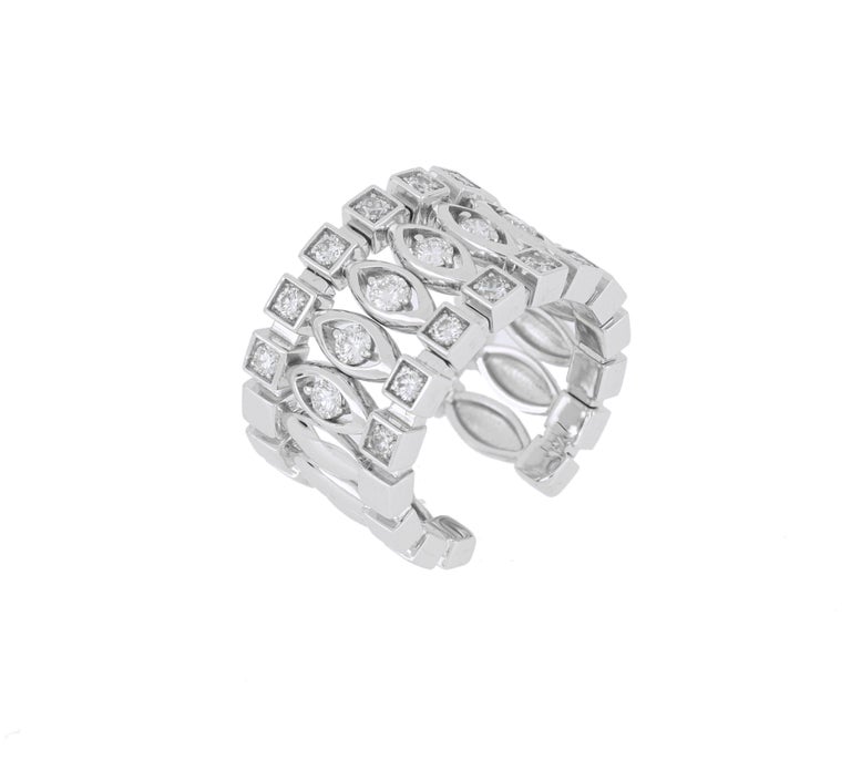 Ring 18 Karat White Gold and White Diamonds VS color G, Handmade For ...