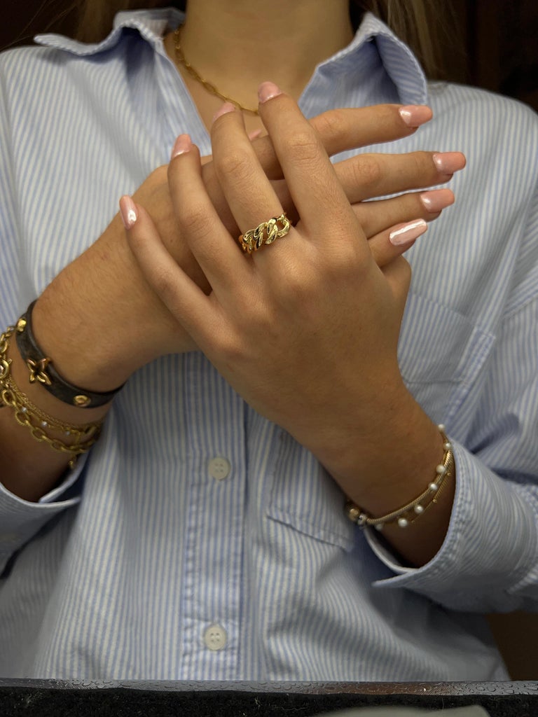 French Ring 4 Small Braided Rings Yellow Gold For Sale at 1stDibs