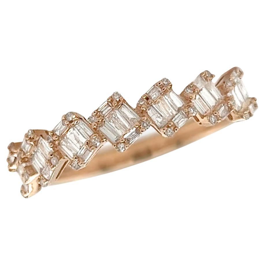 Ring 18kt Rose Gold Solid Chain and Diamonds For Sale at 1stDibs