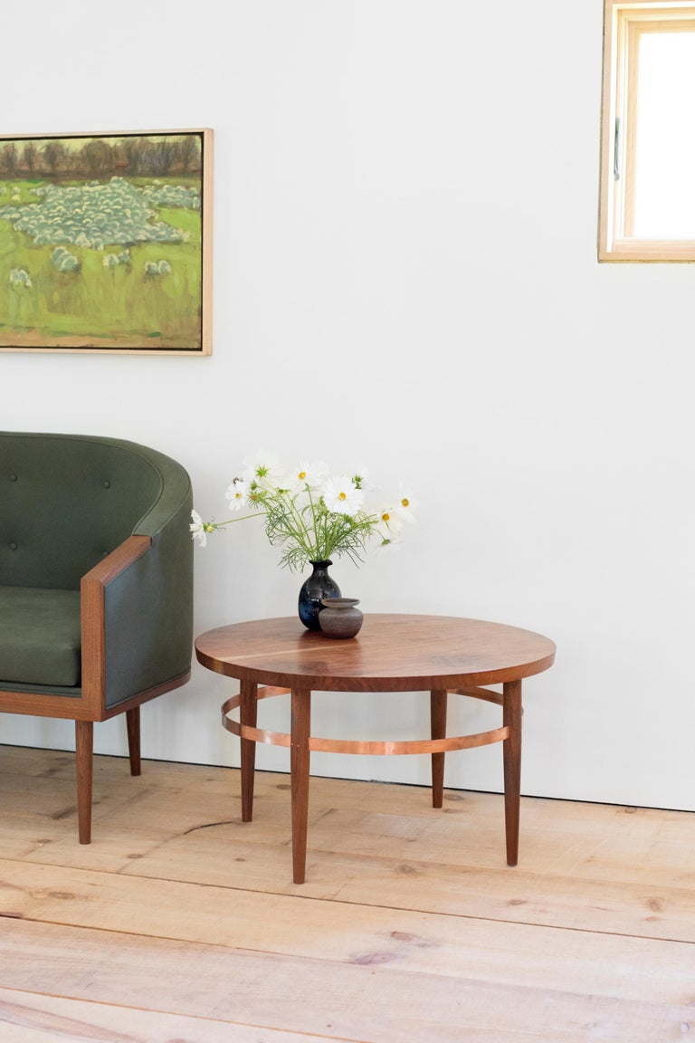 Ring Coffee Table in Bookmatched Walnut and Copper with Hand-Turned ...