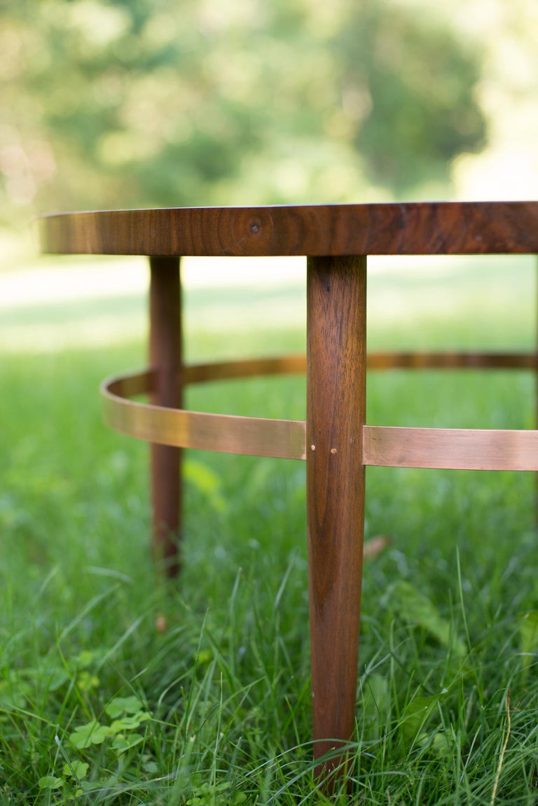 Ring Coffee Table in Bookmatched Walnut and Copper with Hand-Turned ...