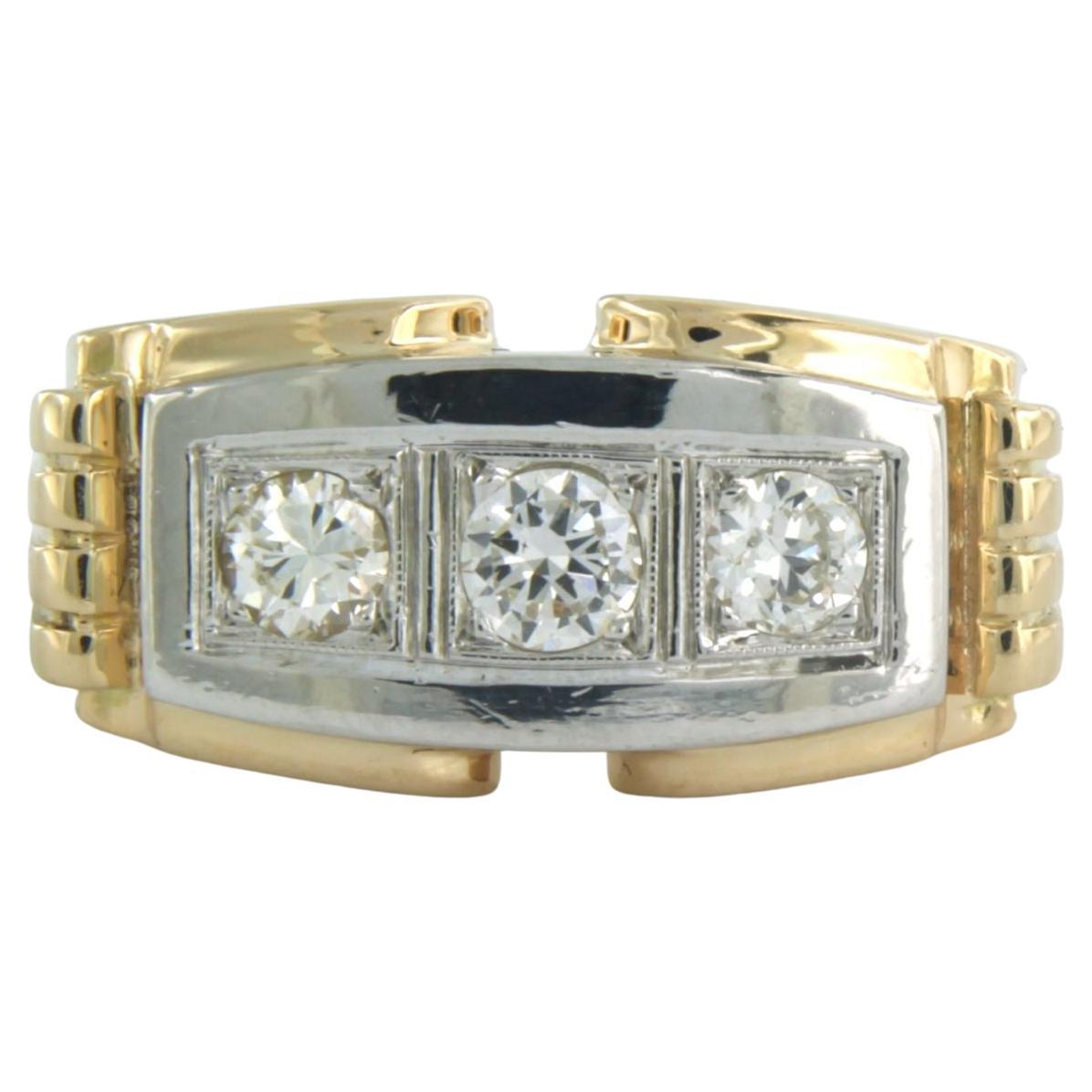 Ring Diamond 18k bicolour gold For Sale at 1stDibs