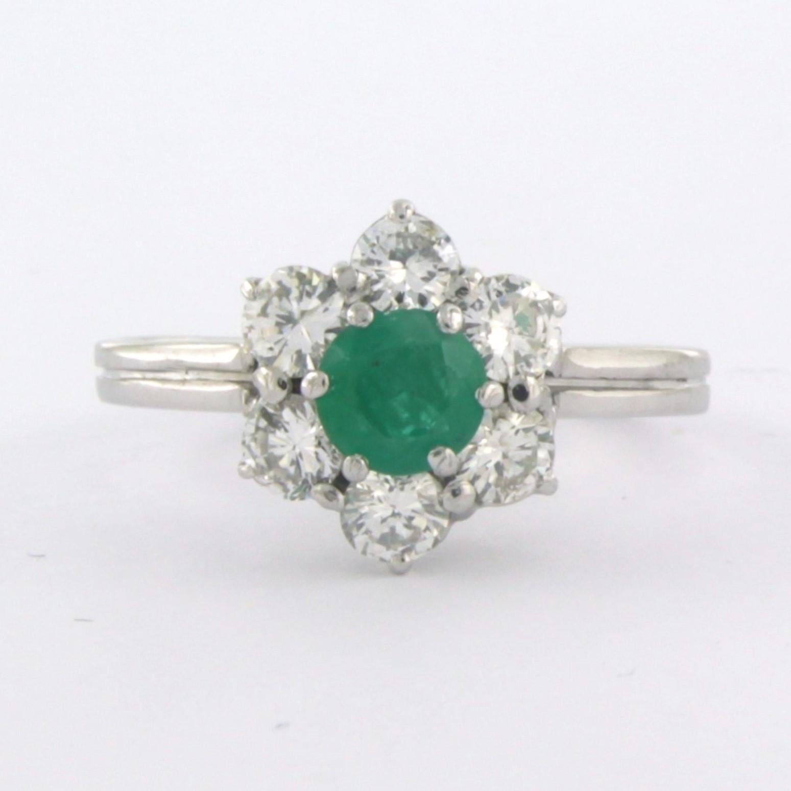 Ring Emerald Diamond 14k white gold For Sale at 1stDibs