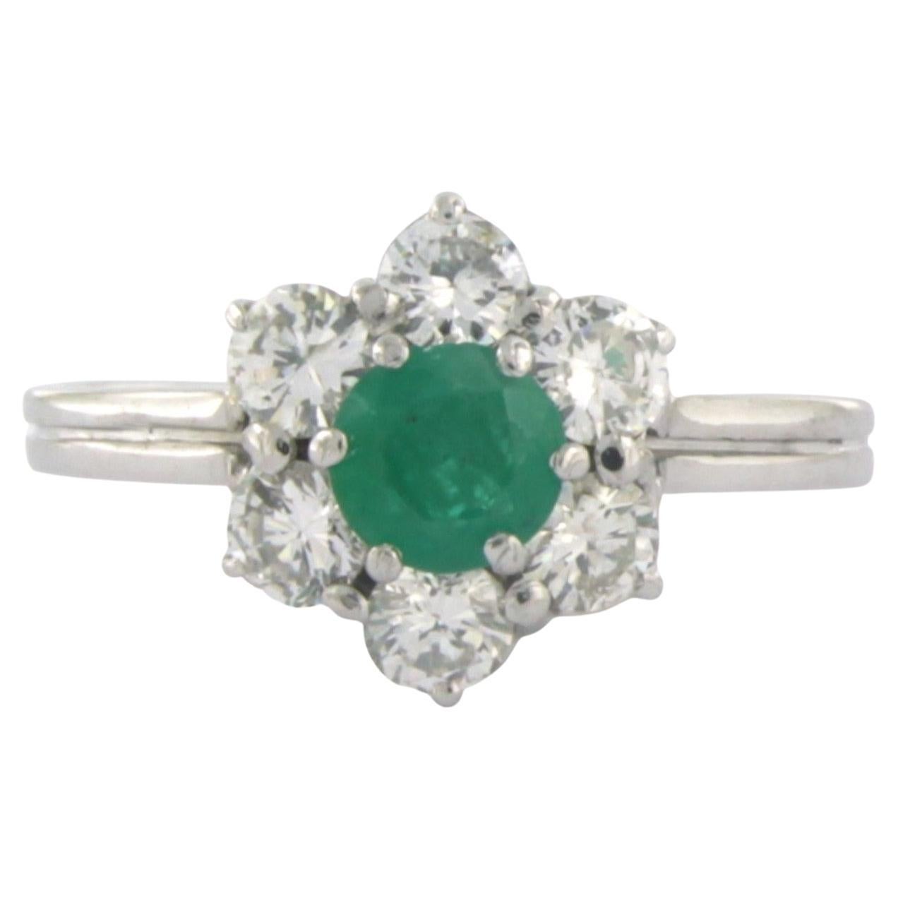 Ring Emerald Diamond 14k white gold For Sale at 1stDibs