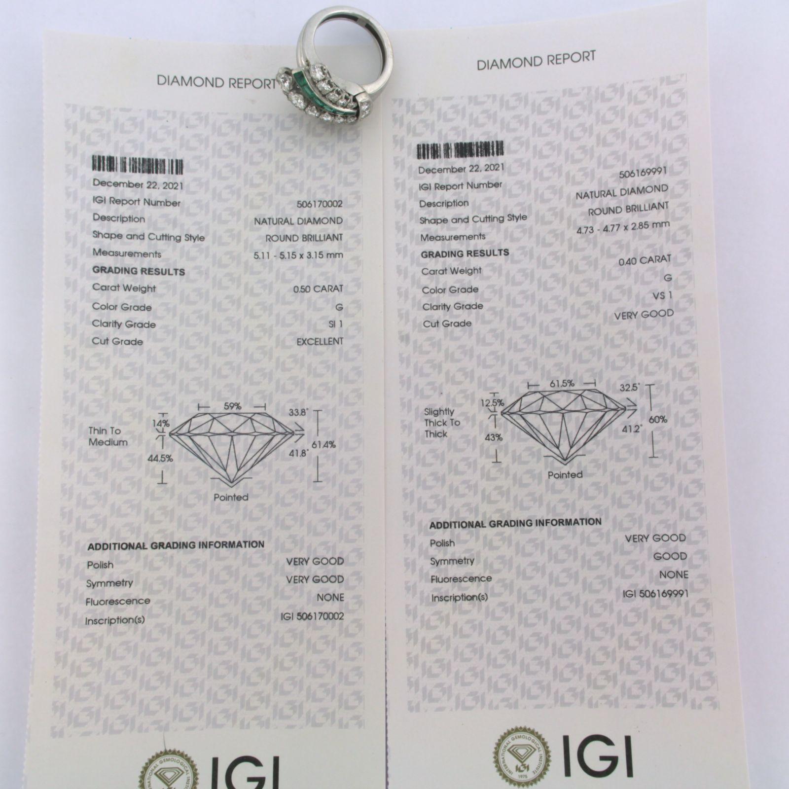 Ring Emerald IGI Certificat - Diamond 18k white Gold For Sale at 1stDibs