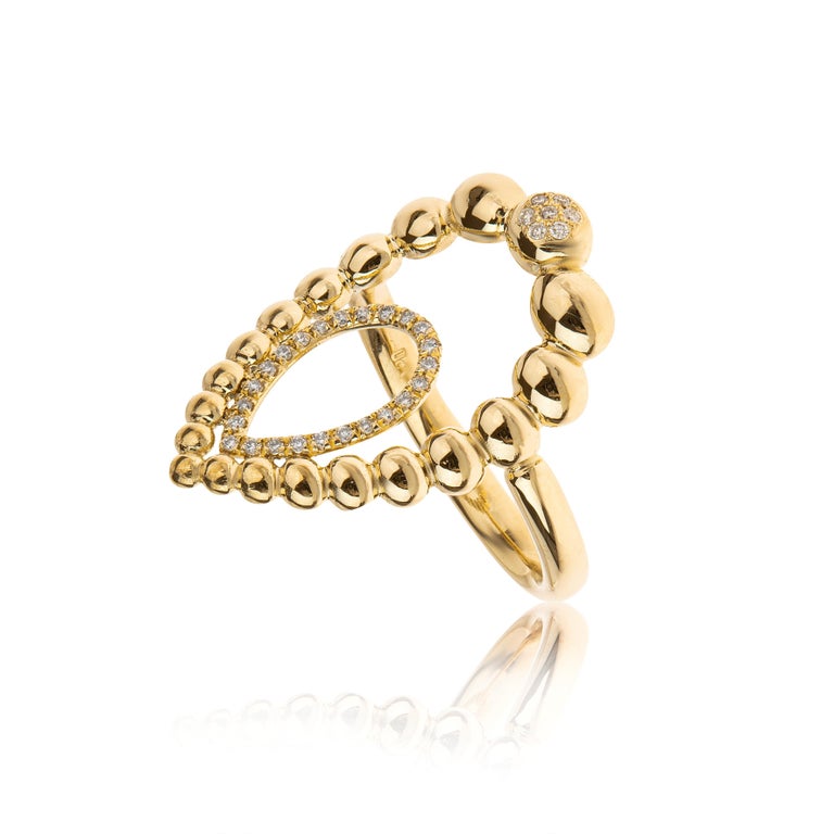 Customizable Ring Granulation Technique Pear Shape 18Kt Yellow Gold ...