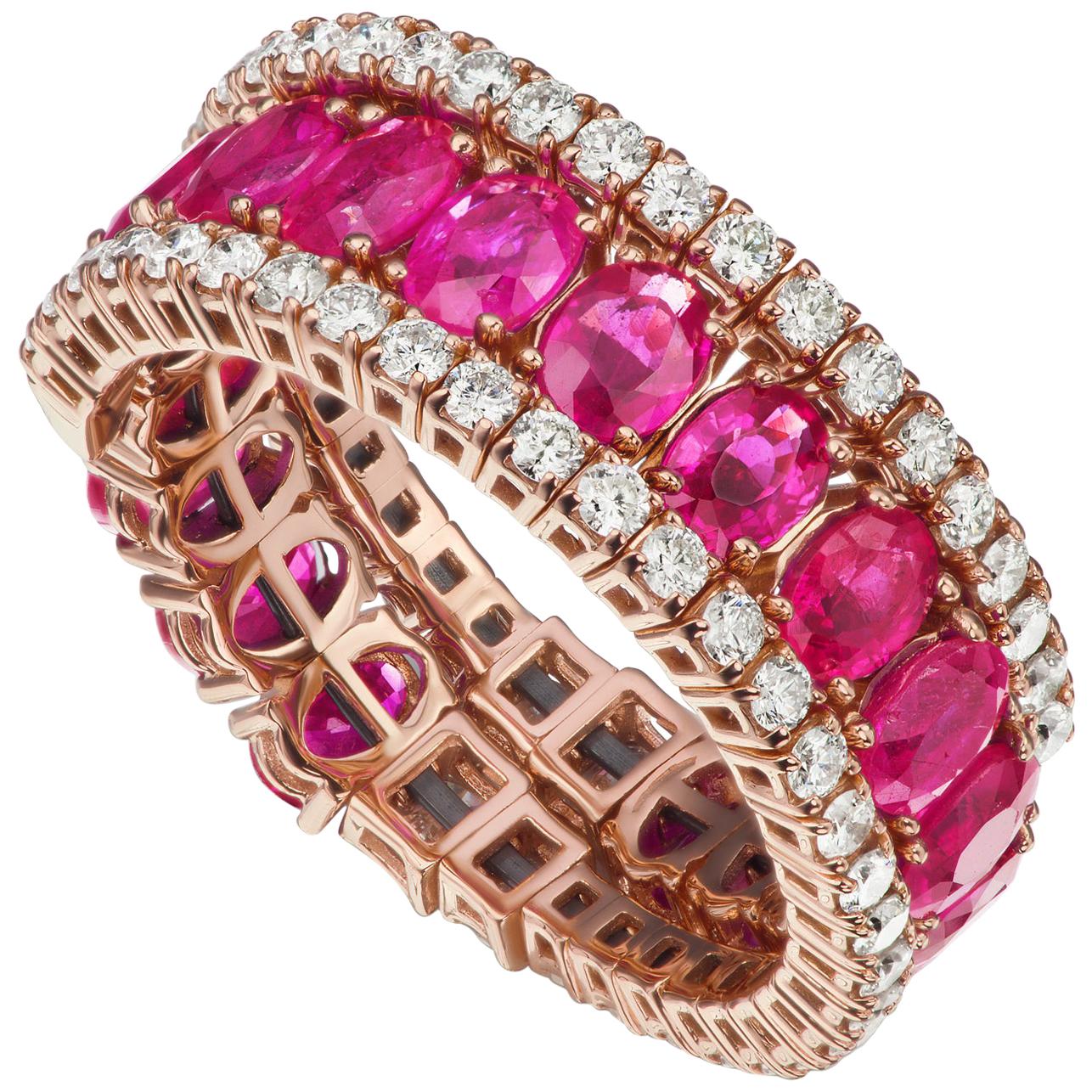 Antique, Royal Gold Ring with Rose Cut Trillion Diamond, Rubies and ...