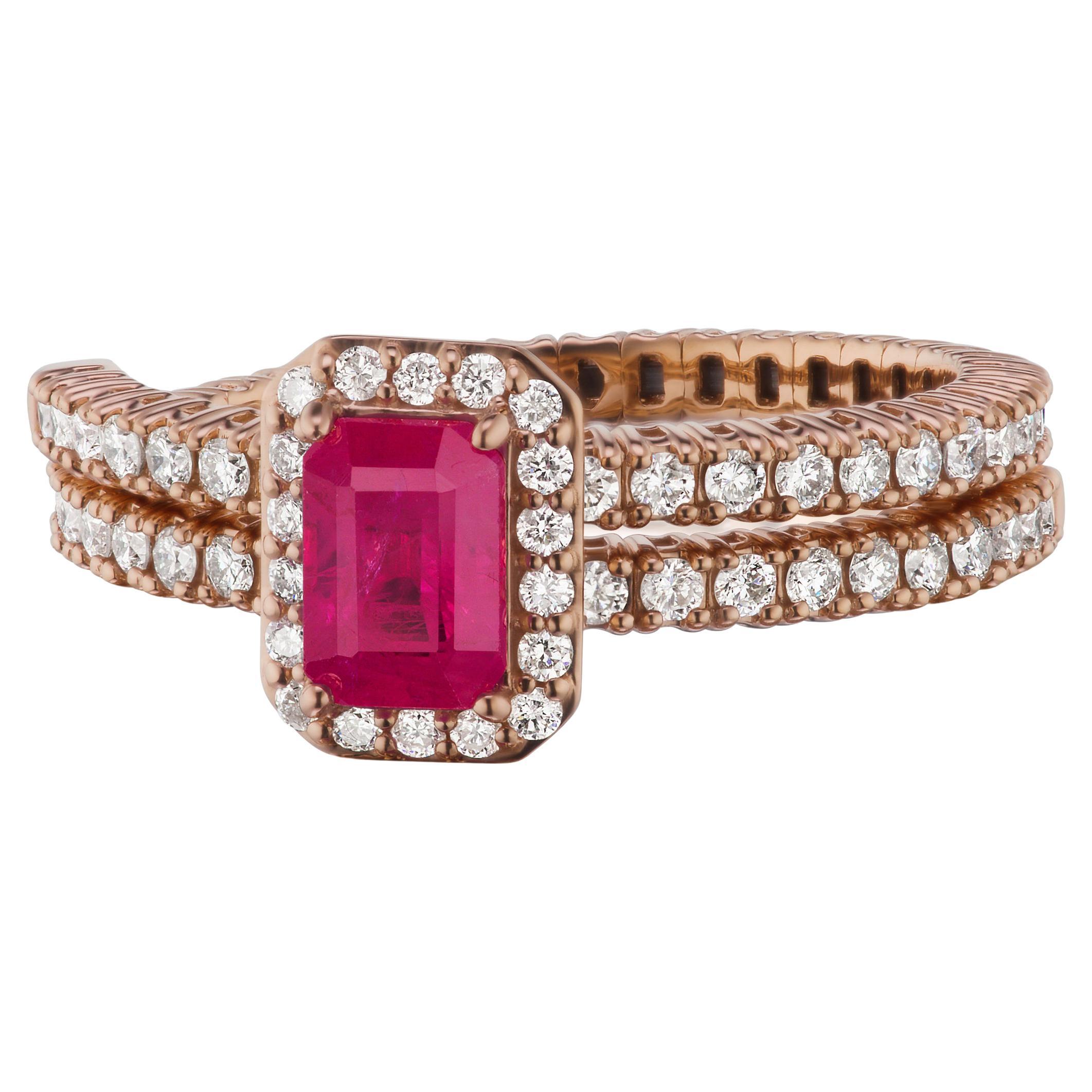 Ruby Diamond Ring Studded in 18 Karat Rose Gold For Sale at 1stDibs
