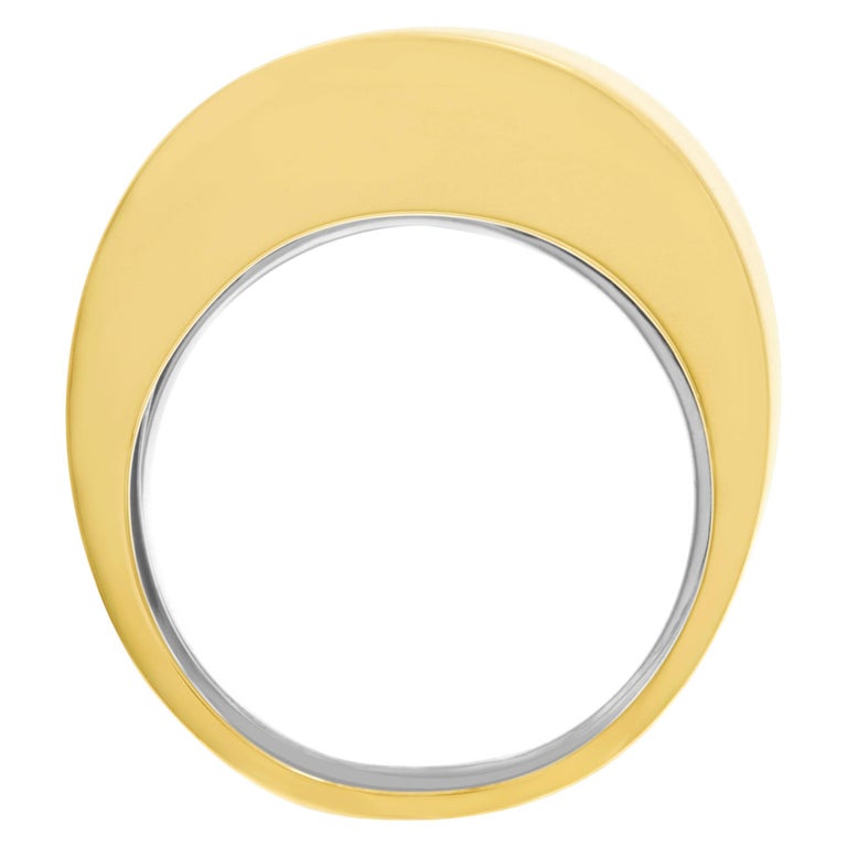 Ring in 18k White and Yellow Gold with Diamond Swirl, Stack Design For ...