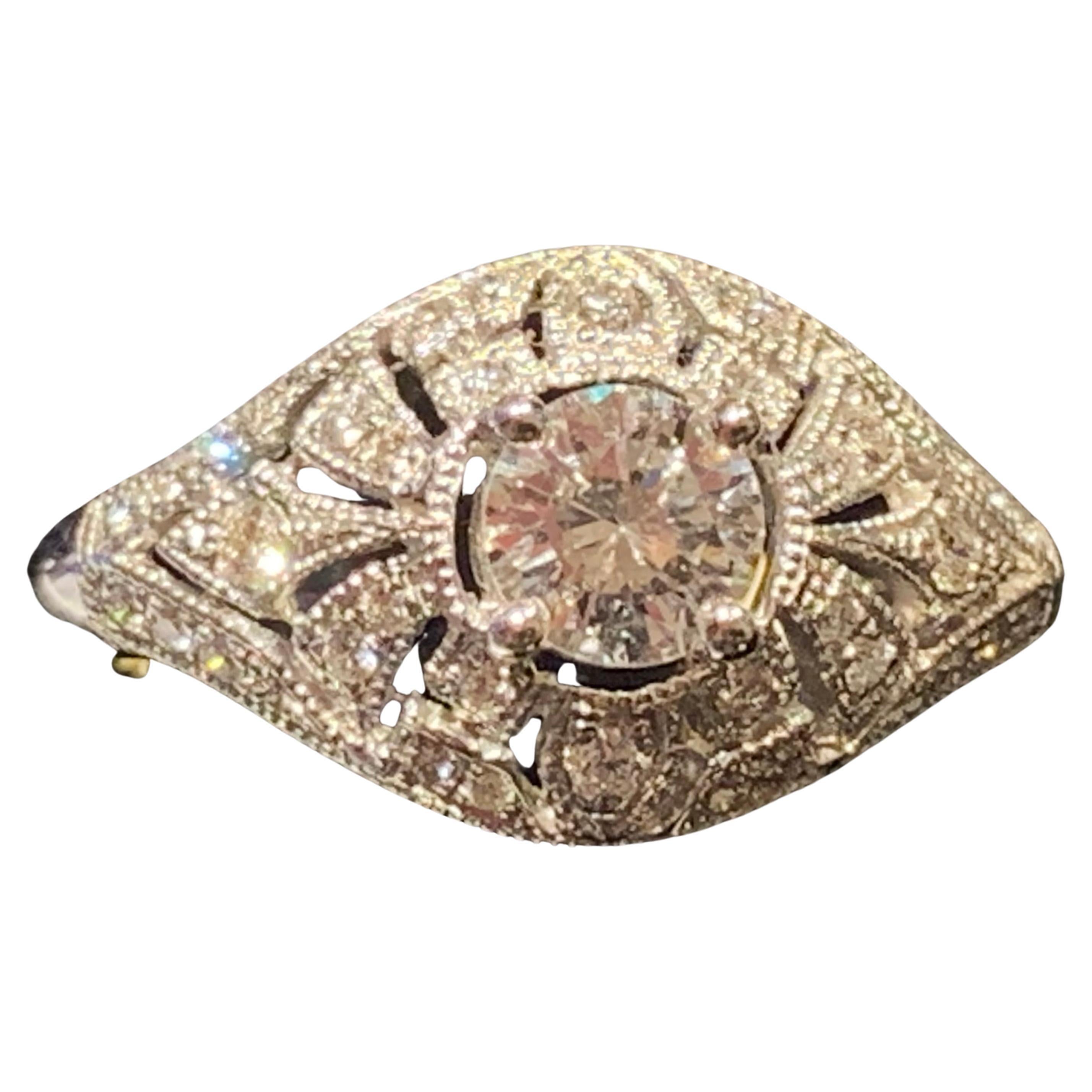 18 Carat White Gold Ring Set with a Diamond Old Cut of Around 1 Carat ...