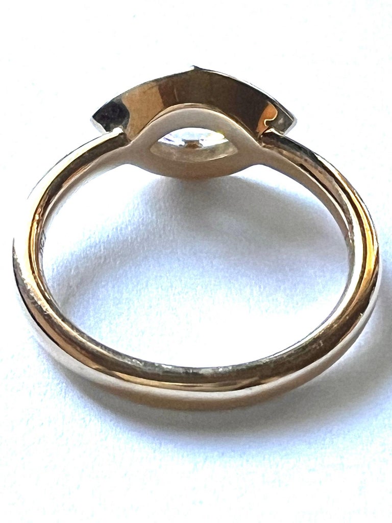 Ring in 750 Red Gold with 1 Diamond Marquise Shape For Sale at 1stDibs