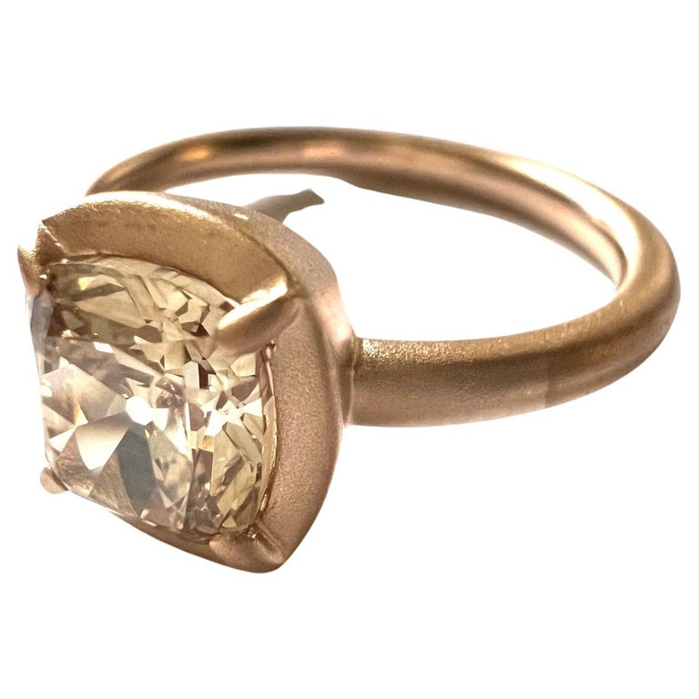 Ring in 750 Redgold Frosted with 1 Diamond Vintage Cut For Sale at 1stDibs