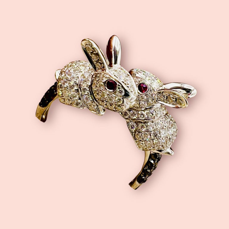 Ring Model "Rabbits" in 18ct White Gold Set with a Pavé of Diamonds and ...