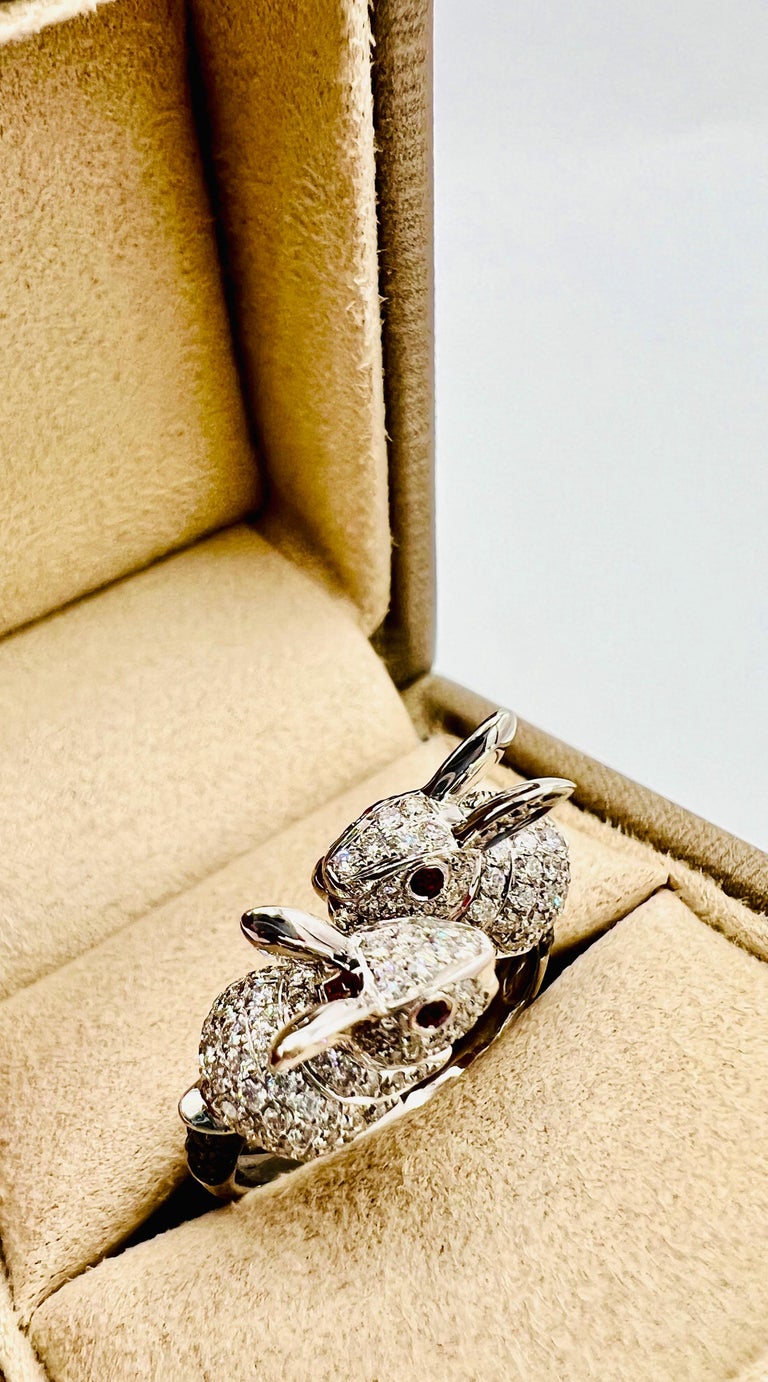 Ring Model "Rabbits" in 18ct White Gold Set with a Pavé of Diamonds and ...