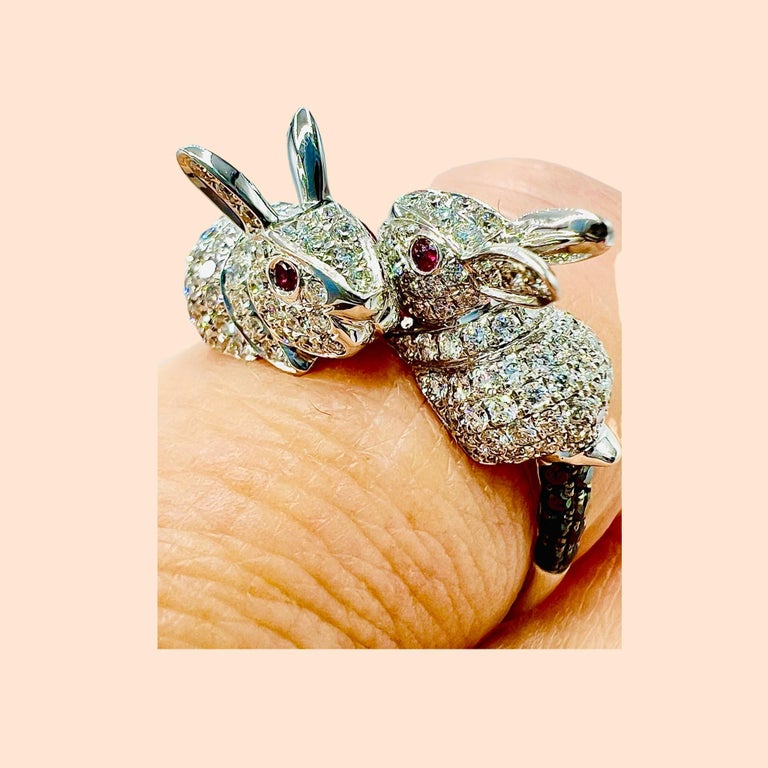 Ring Model "Rabbits" in 18ct White Gold Set with a Pavé of Diamonds and ...