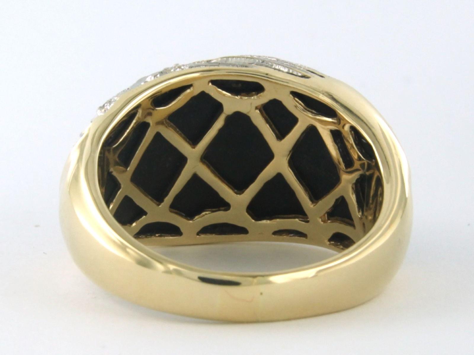 Ring onyx diamonds bicolor 14k gold ringsize 57 For Sale at 1stDibs