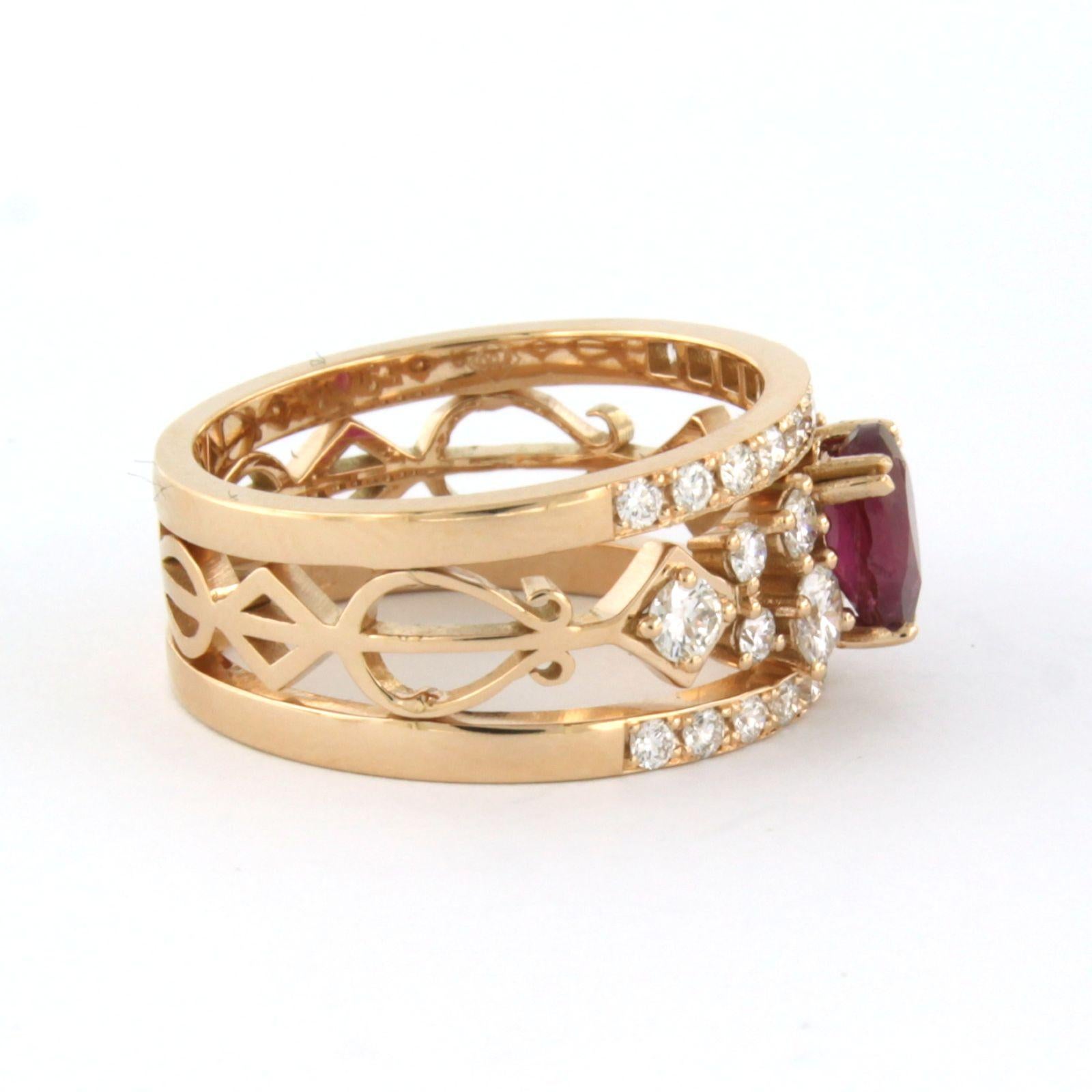 Ring Ruby and Diamond 18k red gold For Sale at 1stDibs
