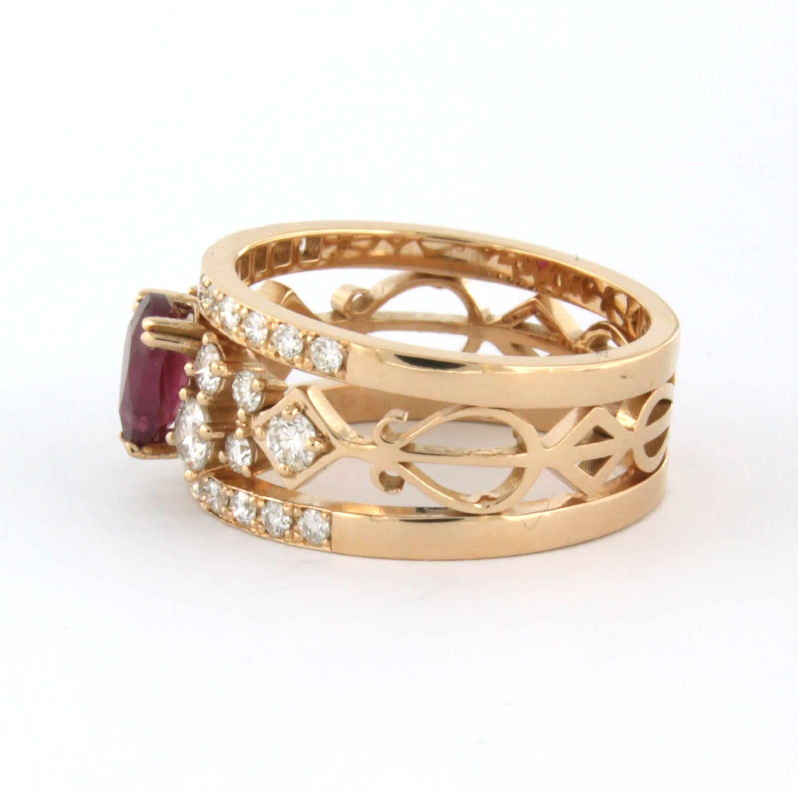 Ring Ruby and Diamond 18k red gold For Sale at 1stDibs