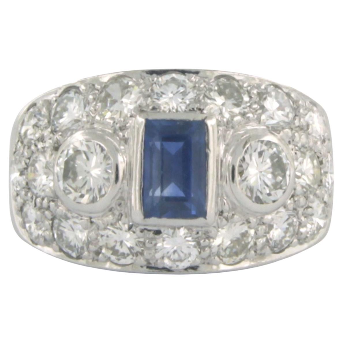 18k White Gold Yellow Sapphire and Diamond Channel Inlaid Cluster Band ...