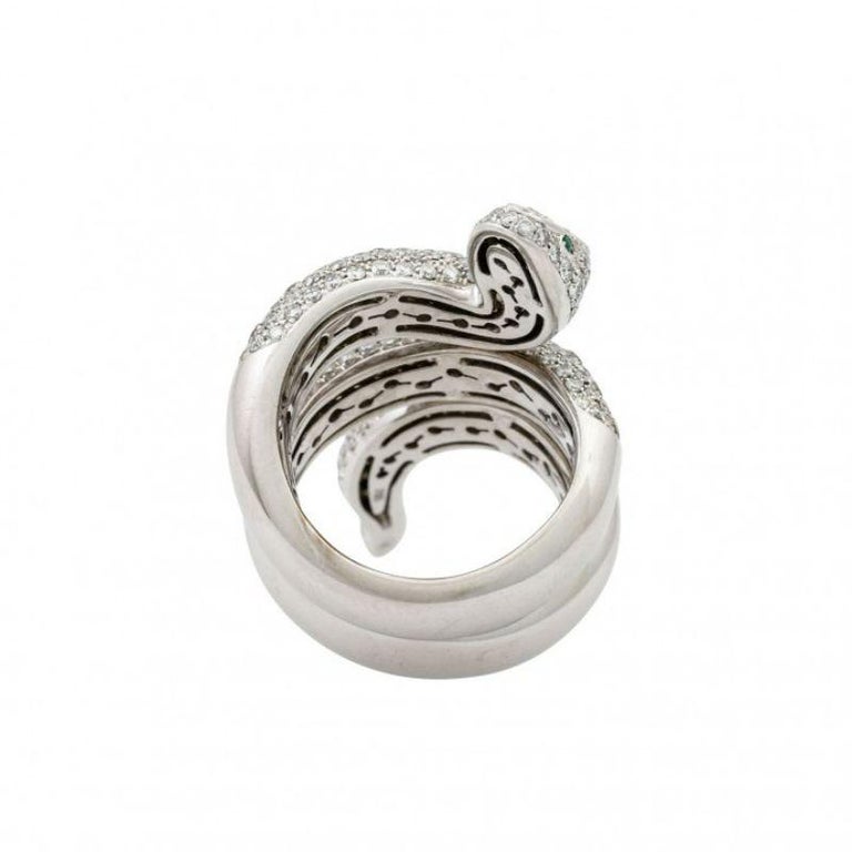 Ring 'Snake', with Diamonds and Emeralds For Sale at 1stDibs