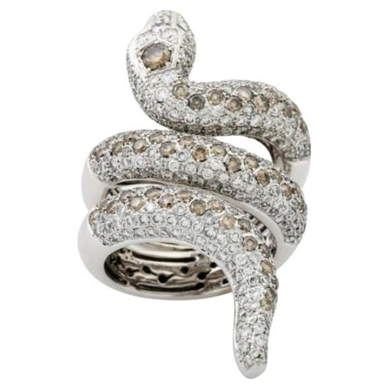 Ring 'Snake', with Diamonds and Emeralds For Sale at 1stDibs