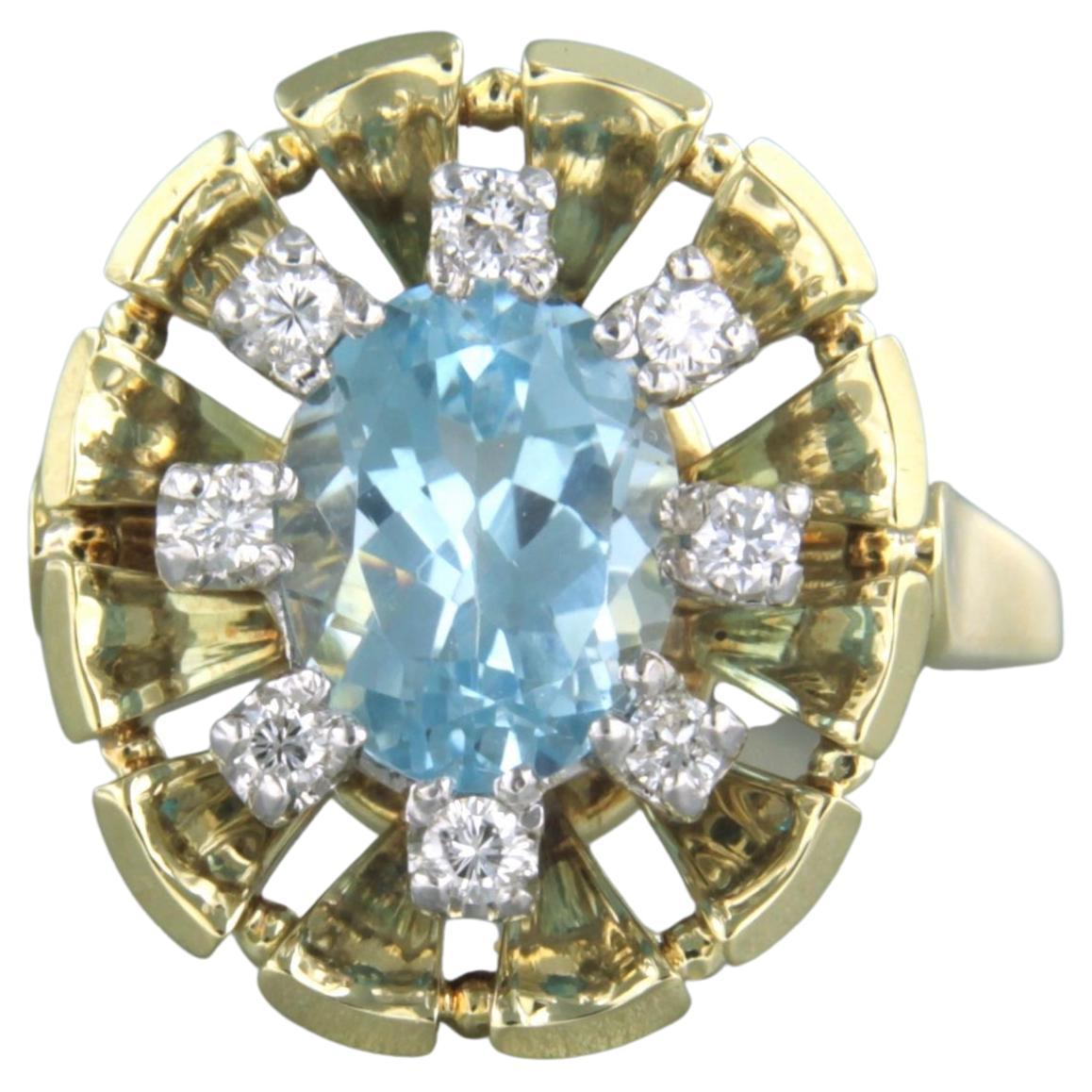 Ring Topaz Diamond 14k bicolour gold For Sale at 1stDibs