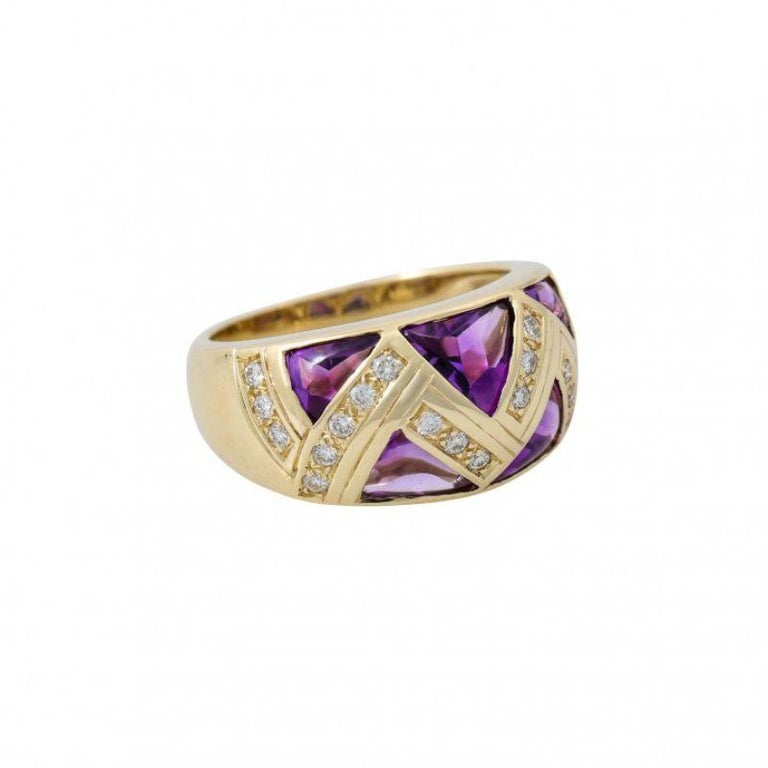 Ring with 6 Buff Top Cut Amethysts For Sale at 1stDibs